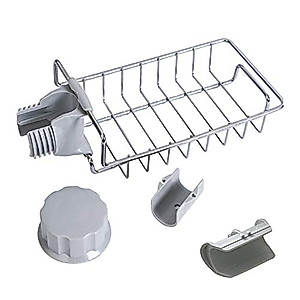 Sink Caddy Organizer, Stainless Steel Faucet Storage Rack Sponge Holder for Kitchen Accessories(Silver)