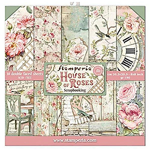 STAMPERIA INTERNATIONAL, KFT PAPER PAD 8X8 10PK HOUSE ROSE, 20.3 x 20.3 (8" x 8"), Multicoloured