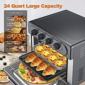 WEESTA Air Fryer Toaster Oven Combo, 24 QT Large Air Fryer, 7-in-1 Convection Toaster Oven with Air Fryer, Roast, Bake, Broil, Reheat, Large Toaster Oven, 5 Accessories & E-Recipes, UL Certified, Up to 450°F, 1500W, Dark Gray
