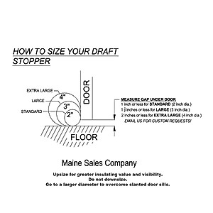 Draft Stopper 3 inch Diameter Length fits a 36" Door Red Pepper Pattern