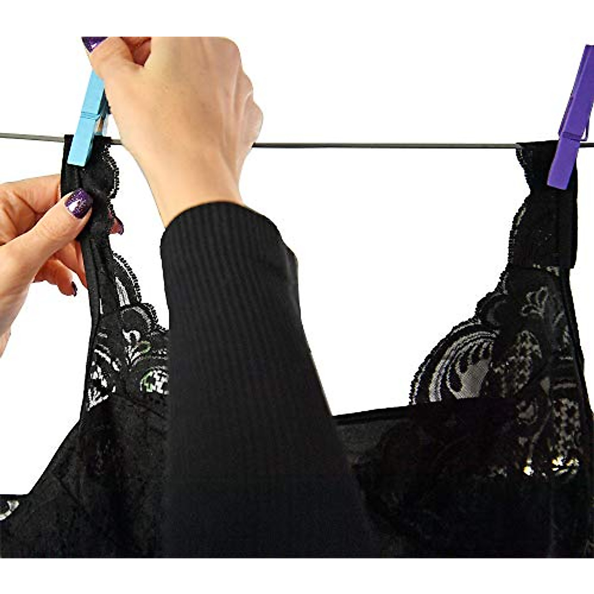 Home-X Set Large Colorful Heavy-Duty Wooden Clothespins Set of 24-8 Colors-3”L