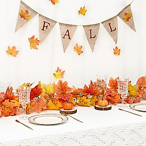 Dolicer 2 Packs 12Ft Fall Garland Maple Leaf, Fall Foliage Garland, Artificial Fall Hanging Garland Vine with Special Pumpkin Sign for Thanksgiving Door Fireplace Party Home Decor