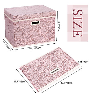 Thyle 6 Pcs Large Collapsible Storage Bins with Lids 17.7 x 11.8 x 11.8 In Fabric Storage Containers Baskets Cube Pink Foldable Decorative Organizer Box for Home Bedroom Closet Clothes Office