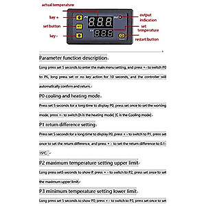 W3230 Digital LED Temperature Controller Module Digital Thermostat Switch with Waterproof Probe Programmable Heating Cooling Electronic Thermostat Range from -50℃ to 120℃ (12V 10A 120W) (2 Pieces)