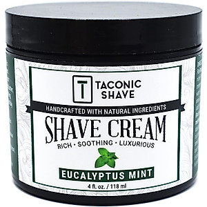 Taconic Shave, All Natural Shave Cream – Highly-Concentrated, Shaving Cream for Men and Women – 4 oz. Moisturizing Shaving Cream Tub with Skin Soothing Ingredients – Cooling Eucalyptus & Mint