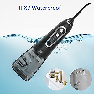 ByDiffer Water Flosser, Cordless Water Flossers for Teeth Cleaning Picks, 300ML 5 DIY Modes 5 Water Jet Tips Rechargeable IPX7 Waterproof Dental Portable Oral Irrigator, Black