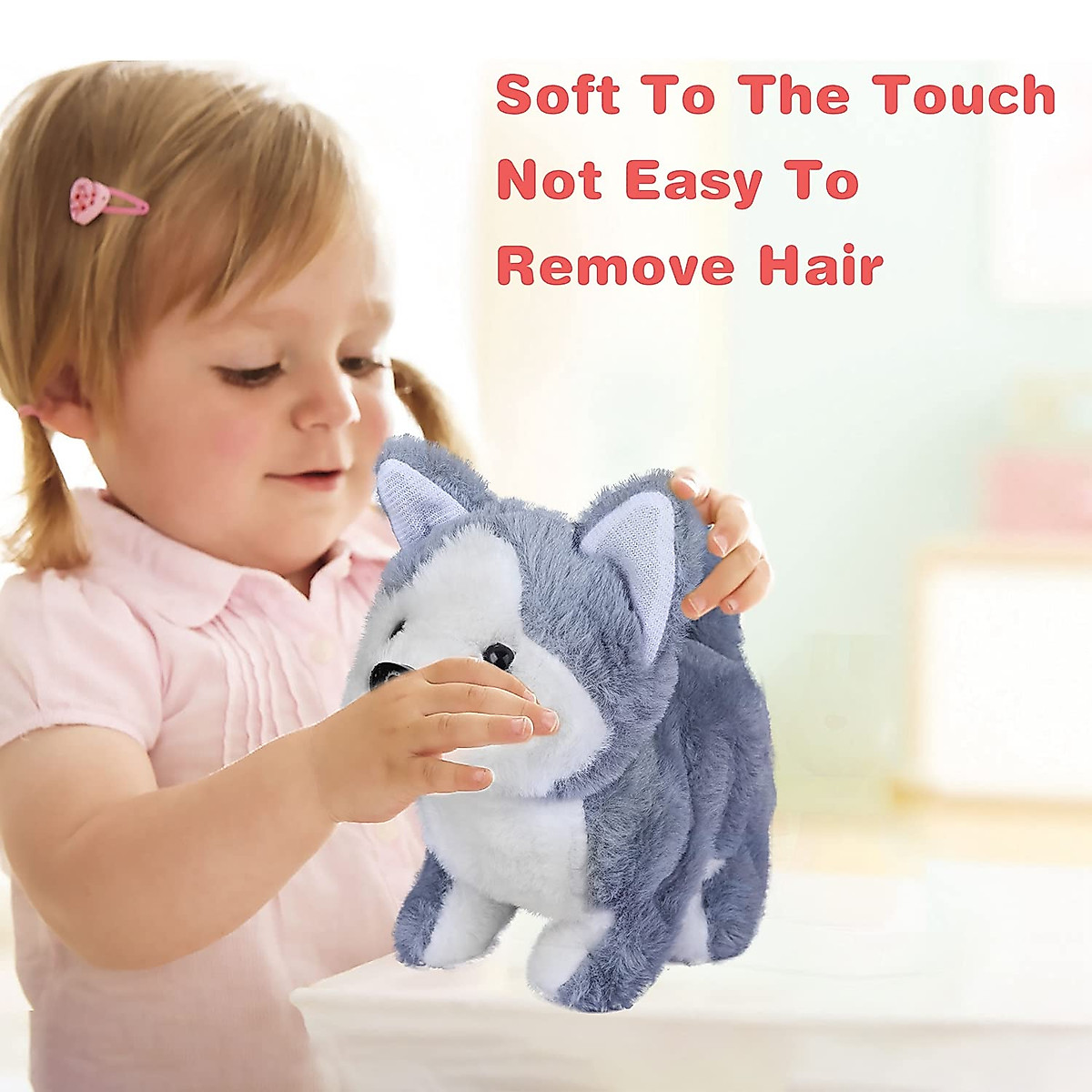 WorWoder Plush Husky Dog Toy Puppy Electronic Interactive Pet Dog - Walking, Barking, Tail Wagging, Stretching Companion Animal for Kids (Husky Dog)