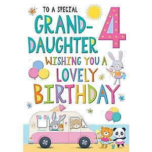 Regal Publishing Juvenile Birthday Card Age 4 Granddaughter - 9 x 6 inches -