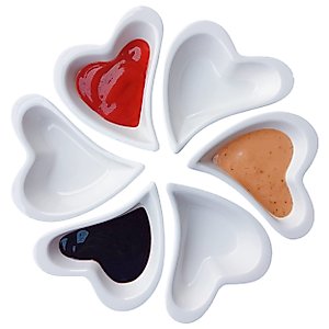 TOPYOKK Soy Sauce Dish Set of 6, Small Dipping Bowls, Dipping Sauce Bowls, Small Dishes, Soy Sauce Bowls, 1 Oz Small Bowls for Dipping, Soy, Condiment, Ketchup, BBQ Sauce (Heart)