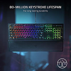 Razer BlackWidow V3 Mechanical Gaming Keyboard: Green Mechanical Switches - Tactile & Clicky - Chroma RGB Lighting - Compact Form Factor - Programmable Macro Functionality - Classic Black