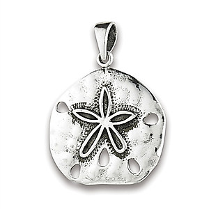 Star Sand Dollar Pendant .925 Sterling Silver Ocean Beach Open Seashell Charm