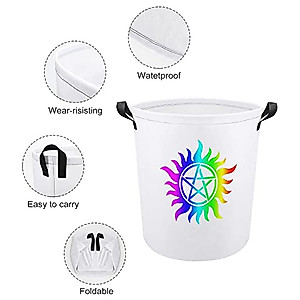 Anti Possession Symbol Large Laundry Basket Hamper Bag Washing with Handles for College Dorm Portable