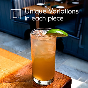 MexHandcraft Clear Blown 20 oz Tall Iced Tea Glasses, set of 6, Mexican Handmade Glassware, Recycled Glass, Lead & Toxin Free (Tall Iced Tea)