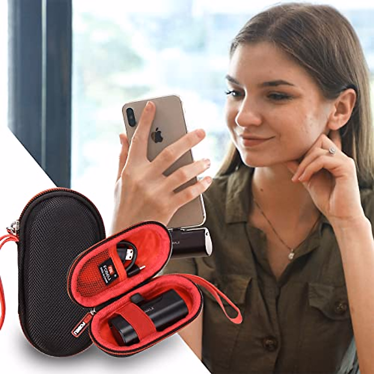 FBLFOBELI EVA Hard Travel Carrying Case for iWALK Small Portable Charger 4500mAh Ultra-Compact Power Bank (Case Only)