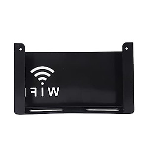 Meoliny WiFi Router Storage Box Wall Mount Cable Management Rack Wall Shelves Floating Shelves for Bedroom Living Room,Black