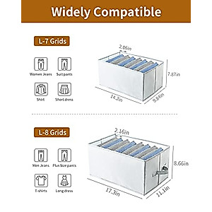 Wardrobe Clothes Organizer for Folded Clothes, [Extra Large] Pants Organizer for Closet, PP Board Jeans Organizer Drawers for Jeans, Pant, Sweaters, t-Shirt, Legging Dress(8 Grids, Gray)