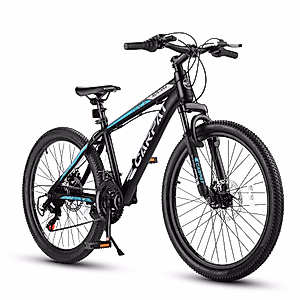 Ecarpat Mountain Bike 26 Inch Wheels, 21-Speed Trail Commuter City Mountain Bikes 17" Aluminum Frame for Men Women Bicycles Disc Brakes Front Suspension