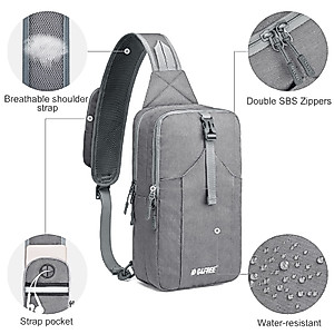 G4Free Sling Bag Sling Backpack Crossbody Chest Bag Daypack for Hiking Traveling (Grey)