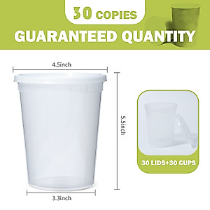 MANSHU 30 Sets 32oz Plastic Deli Food Storage Soup Containers with Airtight Lids, Food Prep and Storage.