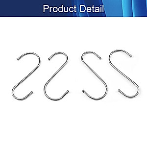 Juvielich 25 Pcs 5" Wall Mounted S Shaped Hook Hangers for Towel Bag Key Kitchen Utensils, Thickness 4mm/0.16" Silver Colored
