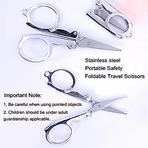 Folding Scissors,Portable Mini Travel Trip Scissors,Safety Foldable Small Scissors,Crafting Scissors,Stainless Steel Telescopic Cutter Used for Home Office,School, Camping 4 Pack