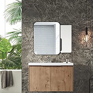 Pvillez Bathroom Vanity with Sink Combo, Floating Vanity Cabinet 30 Inch, Bathroom Vanities, Modern Wall Mounted Concrete Bath Vanity Set with Porcelain Top Storage Cabinet (Imitative Oak 2)