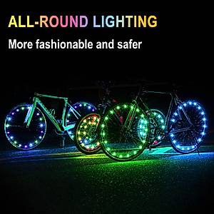 Anrrew 2-Tire Pack Bike Lights.LED Bike Wheel Lights with Batteries Included! Safety and Style Bicycle Light Decoration Accessories.Gift for Kids,Adults（Rainbow）