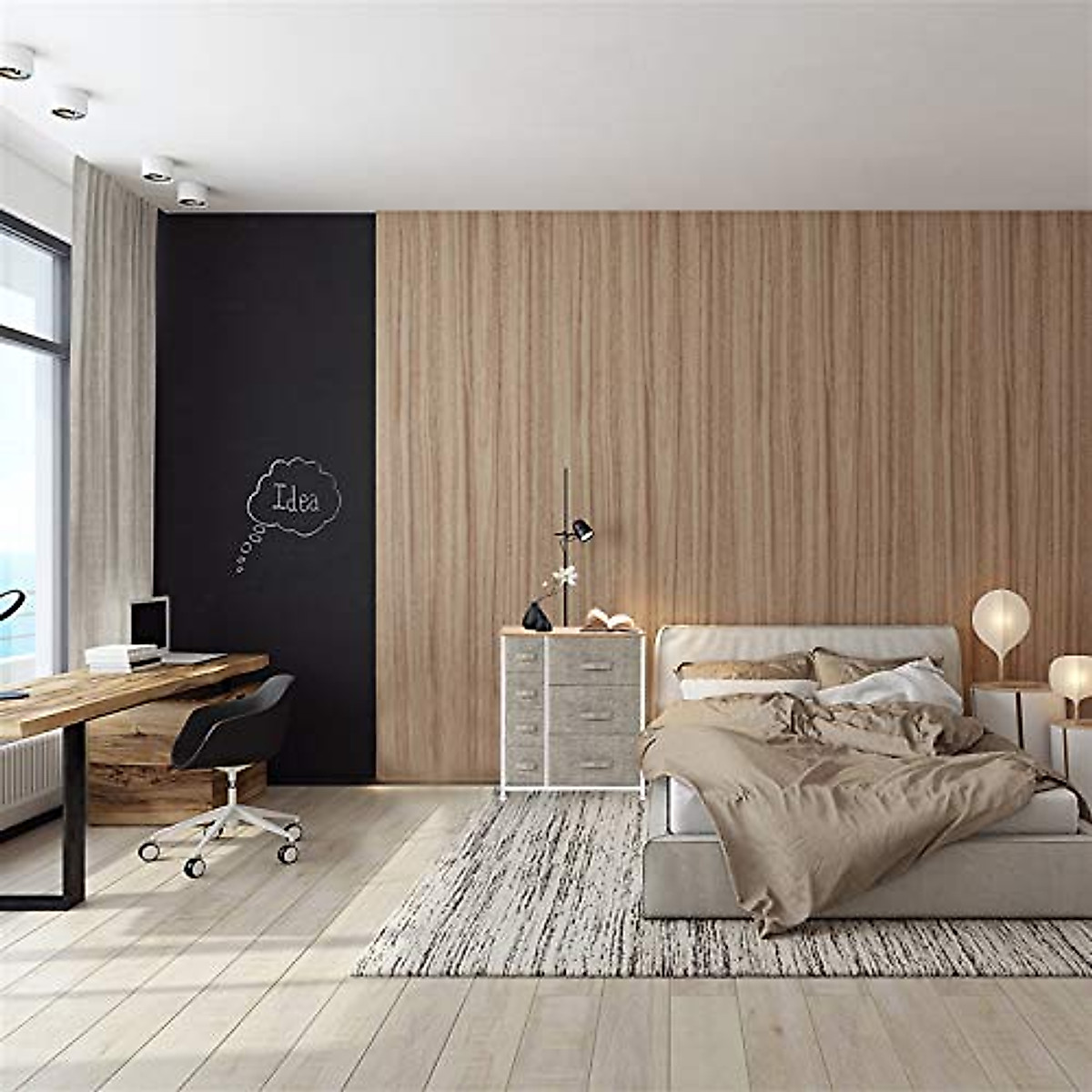 Dresser with 7 Drawers, Storage Drawers Unit for Bedroom, Hallway, Closet, Metal Frame, Wood Top, Easy Pull Fabric Drawers, Linen / Natural