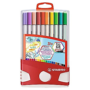 STABILO Premium Fibre-Tip Pen Pen 68 brush - ColorParade - 19 assorted Colors + 1 additional Black