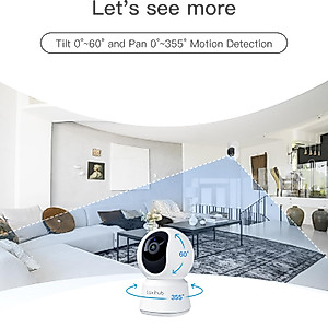 LAXIHUB 360° Pet Camera with Phone App, Indoor Security Camera for Baby/Dog, P2 Pan/Tilt Pet Monitor with Super IR Night Vision, Motion Detection & 2-Way Audio, Works with Alexa & Google Assistant