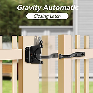 HOME MASTER HARDWARE Wood Gate Hardware Set- Heavy Duty 6" Gate Tee Hinge,Pull Set Gate Hardware Kit with Screws for Outdoor Fence Swing Gate Black Finish