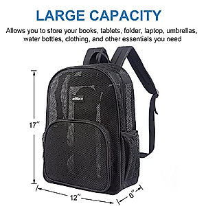 Edraco Heavy Duty Mesh Backpack, Mesh Backpack for School, Sport, Travel, Beach, Semi-transparent Mesh Bag with Padded Straps