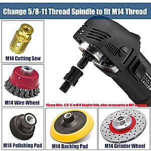 Yakamoz 2Pcs 5/8"-11 Female to M14 Male Angle Grinder Attachment 5/8"-11 to M14 Adapters Rotary Polisher M14 Thread Adaptor Converter