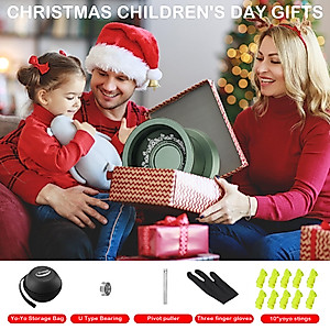 WATIEOBOO Yoyo Professional, Metal Unresponsive Yoyo for Kids Beginners, Adults Intermediate-Advanced Players with Glove and 10 Replacement Yoyos Strings(N Army Green)