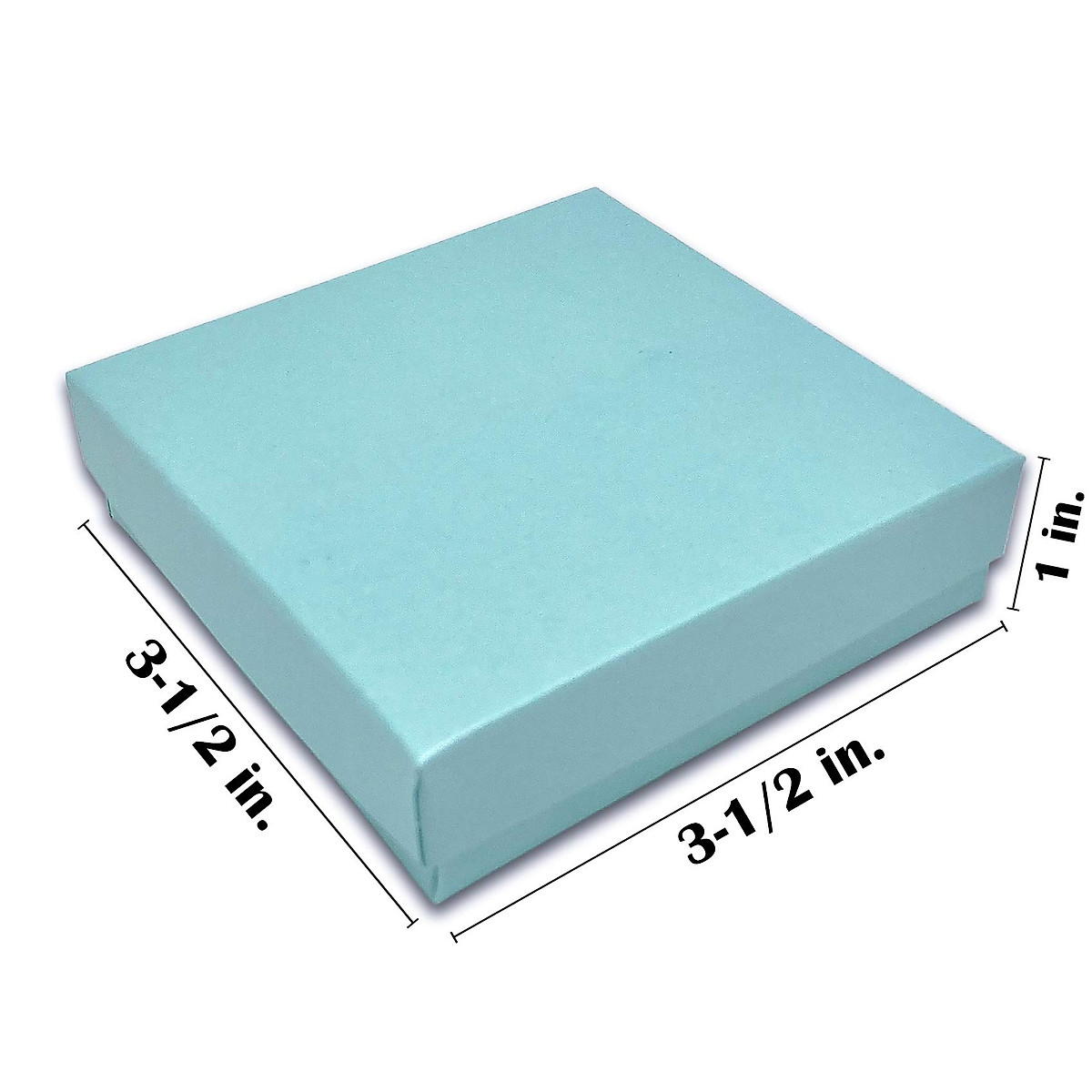 TheDisplayGuys - 100-Pack #33 Cotton Filled Cardboard Paper Jewelry Boxes Gift Case - Pearl Teal (3.5" x 3.5" x 1.0") - for Shipping or Storage