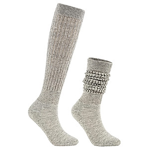 Century Star Crew Socks for Women Long Socks for Women Scrunchie Socks Super Soft Knee High Socks Womens Slouch Socks Knit Boot Socks Long Tube Socks Gray One Size
