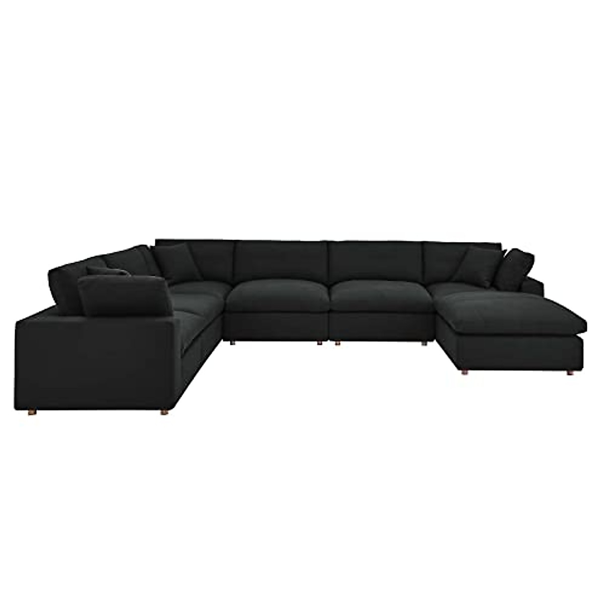 Modway Commix Modular Sofa, U Shaped Reclining Sectional, Black Fabric
