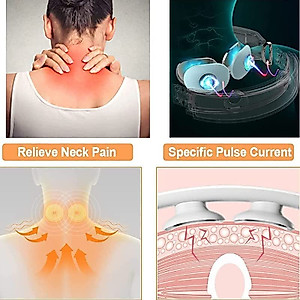 YUJECT Neck Massager Device, Acupoints Lymphatic Drainage Machine, 12 Modes for Pain Relief, Portable Women Men Gift - Blue