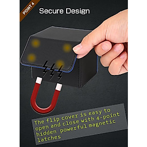 Venssu Card Deck Box,Horizontal Card Deck Case,Card Storage,commander deck box, trading card box,Leather Large Size Fit 120 Plus Sleeved Cards Compatible with board game MTG TCG CCG