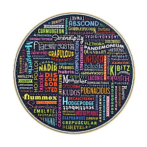 eeBoo: Piece and Love 500 100 Great Words Piece Round Circle Jigsaw Puzzle, Puzzle for Adults and Families, Glossy, Sturdy Pieces and Minimal Puzzle Dust