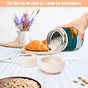 CUPADA Sled Funyy Cat Food Jar, Cute Pets White Insulated Hot Food Jars Vacuum 17OZ with Folding Spoon for Work Trip Picnic Camping