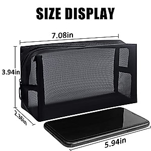 Aosbos Black Pencil Case Organizer Pen Holder Large Capacity Pencil Pouch Pencil Bags with Zipper Clear Pencil Box Pen Bag Organizer Case Storage Pouch Toiletry Bag Makeup Bags for Women Teen Girls