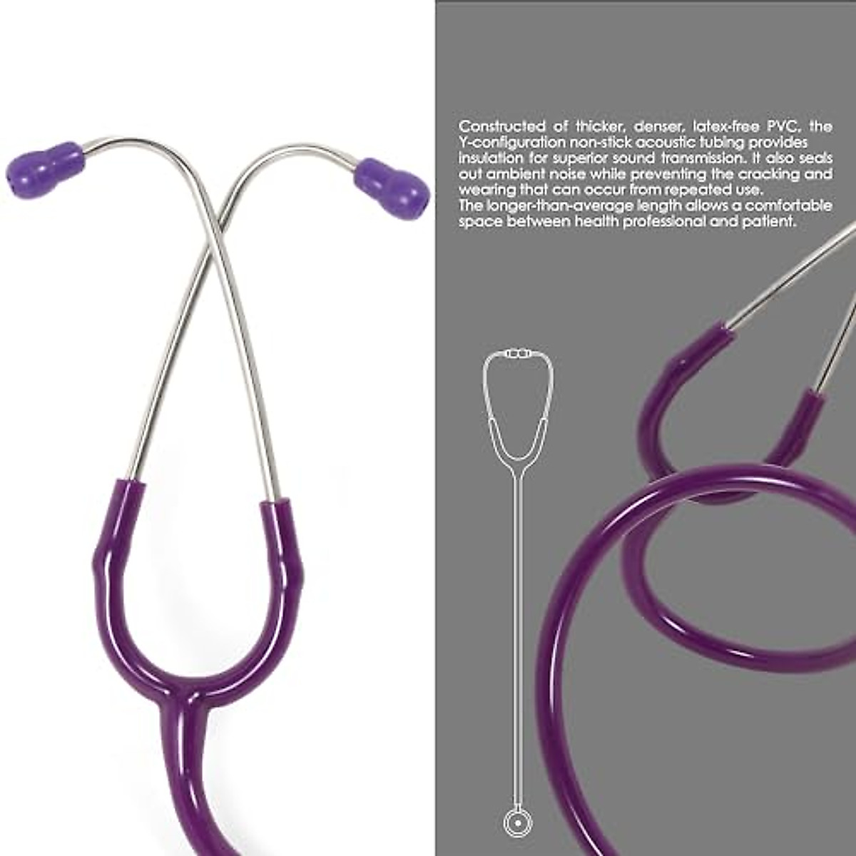 RCSP Dual Head Stethoscope For Doctors And Medical Student, Pediatric And Adult Stethoscope, light weight Alluminium Chest Piece with Flexible Jointless Tube & Soft Sealing Ear Knobs (PURPLE)