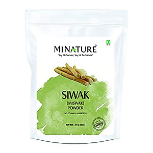 Miswak (Siwak) Powder by mi Nature | salvarado persica| 227g(8 oz) (0.5 lb) | 100% Only Miswak (siwak) Powder | Dental Care | Natural Toothpaste | Whitening Teeth | Oral Care