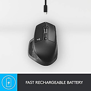Logitech MX Master 2S Wireless Mouse – Use on Any Surface, Hyper-Fast Scrolling, Ergonomic Shape, Rechargeable, Control Upto 3 Apple Mac and Windows Computers, Graphite (Discontinued by Manufacturer)
