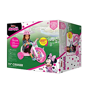 Fly Wheels Minnie 15"Junior Cruiser, 1 Ride-on, Ages 3-7, Pink/White, 20" W x 22.5" H x 32.83" L