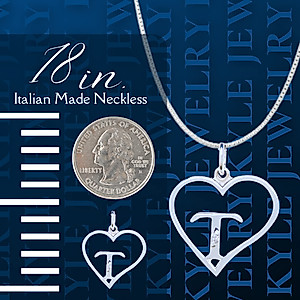 Arbach’s Icy Jewelry - Sterling Silver Box Chain Personalized Diamond Pendant Statement Necklace - Heart & Letter T