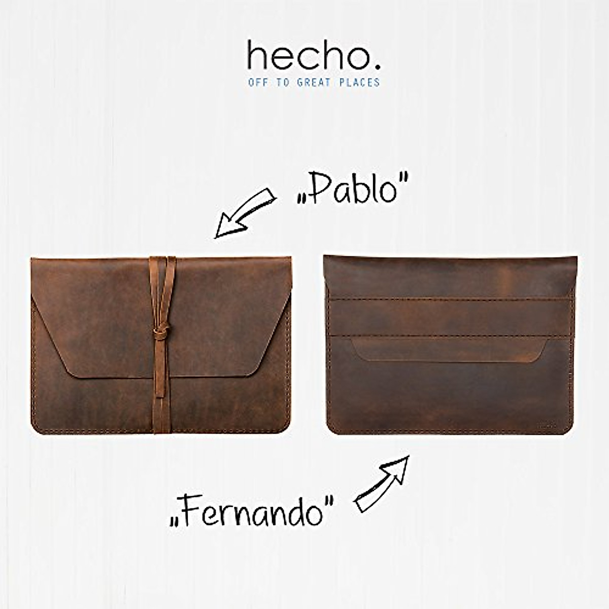 hecho. Leather Case with Pencil Holder "Fernando" for iPad Pro 12.9 Case (M1, M2 | 2018-2022 | 3rd, 4th, 5th & 6th generation) - Handmade & Fair Trade (iPad Pro 12.9 Sleeve Leather, Cover Bag Skin)