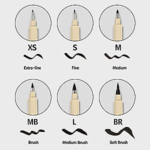 ARTDINGD Calligraphy Brush Pens, Hand Lettering Pens, Pack of 6 Brush Markers Set, Soft and Hard Tip for Beginners Writing, Art Drawings, Water Color Illustrations, Journaling, Black Ink