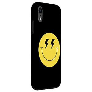 iPhone XR 70s Cute Lightning Bolt Eyes Yellow Happy Smiling Smile Face Case